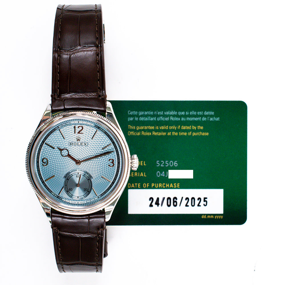 Rolex 1908 39mm Platinum Ice Blue Dial 52506 (2025) – The Luxury Watch Guy